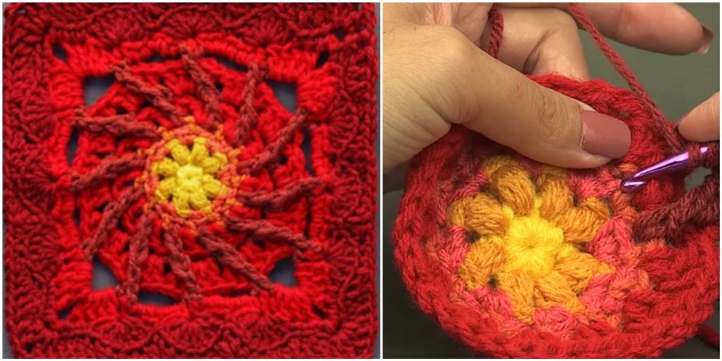 Red Granny Square Tutorial - Crochet Ideas
