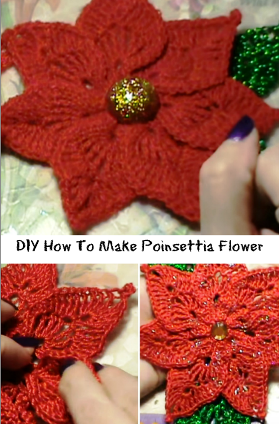 DIY How To Make Poinsettia Flower Crochet Ideas