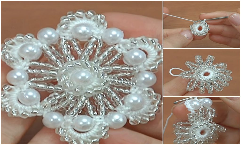 Crochet Cute Beaded Flower Tutorial - Crochet Ideas