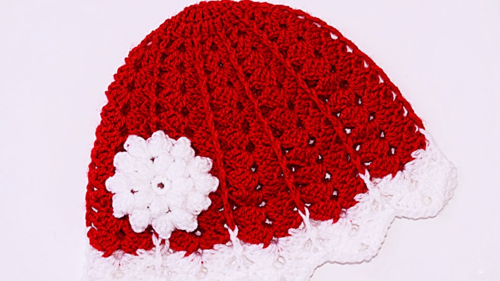 Crochet Christmas Hat With Flower - Crochet Ideas