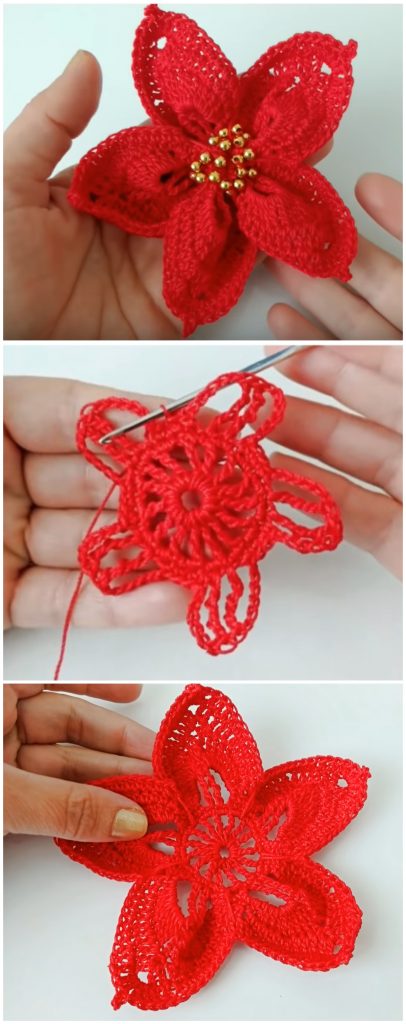 How To Crochet Christmas Flower - Crochet Ideas
