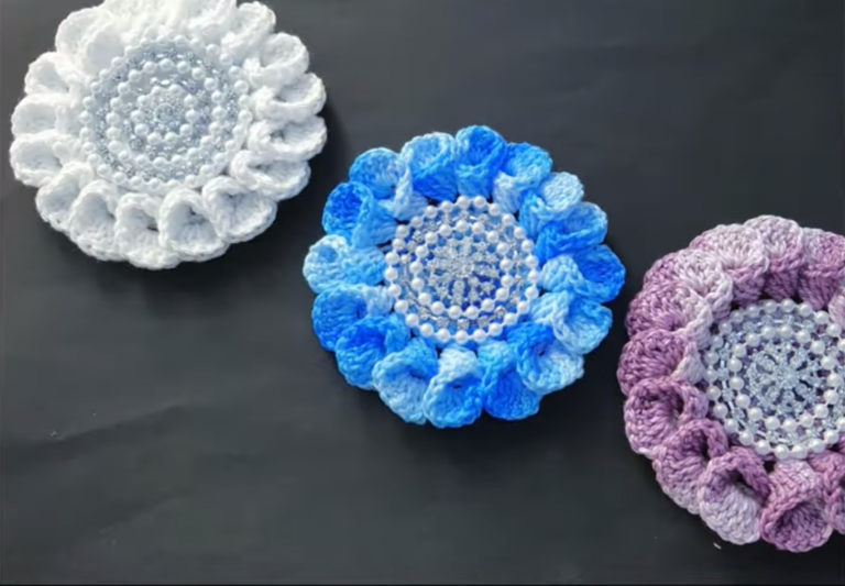 Crochet Adorable Flower With Beads - Crochet Ideas