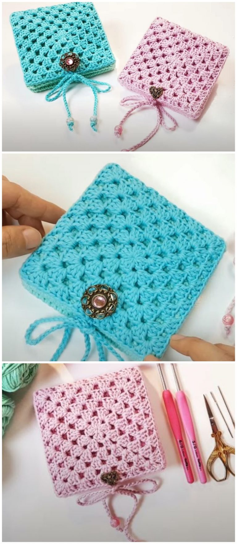 Crochet Lovely Wallet With Granny Square - Crochet Ideas