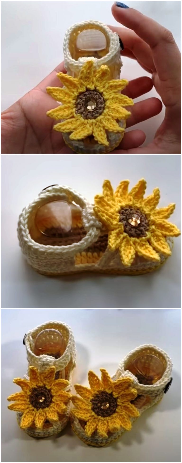 Crochet Sunflower Sandals For Baby - Crochet Ideas