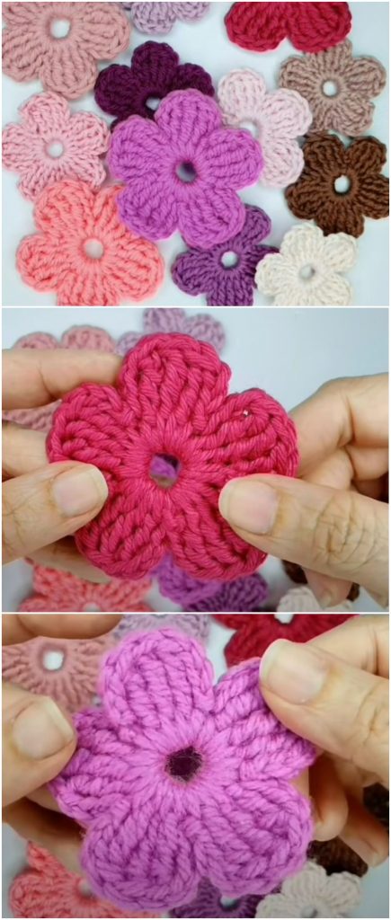 Crochet Simple Flower Applique - Crochet Ideas