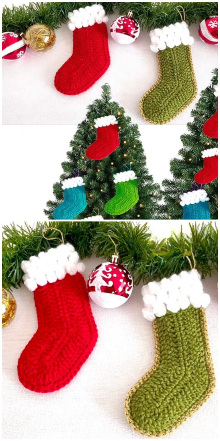 Crochet Santa Claus Socks For Christmas Decoration - Crochet Ideas